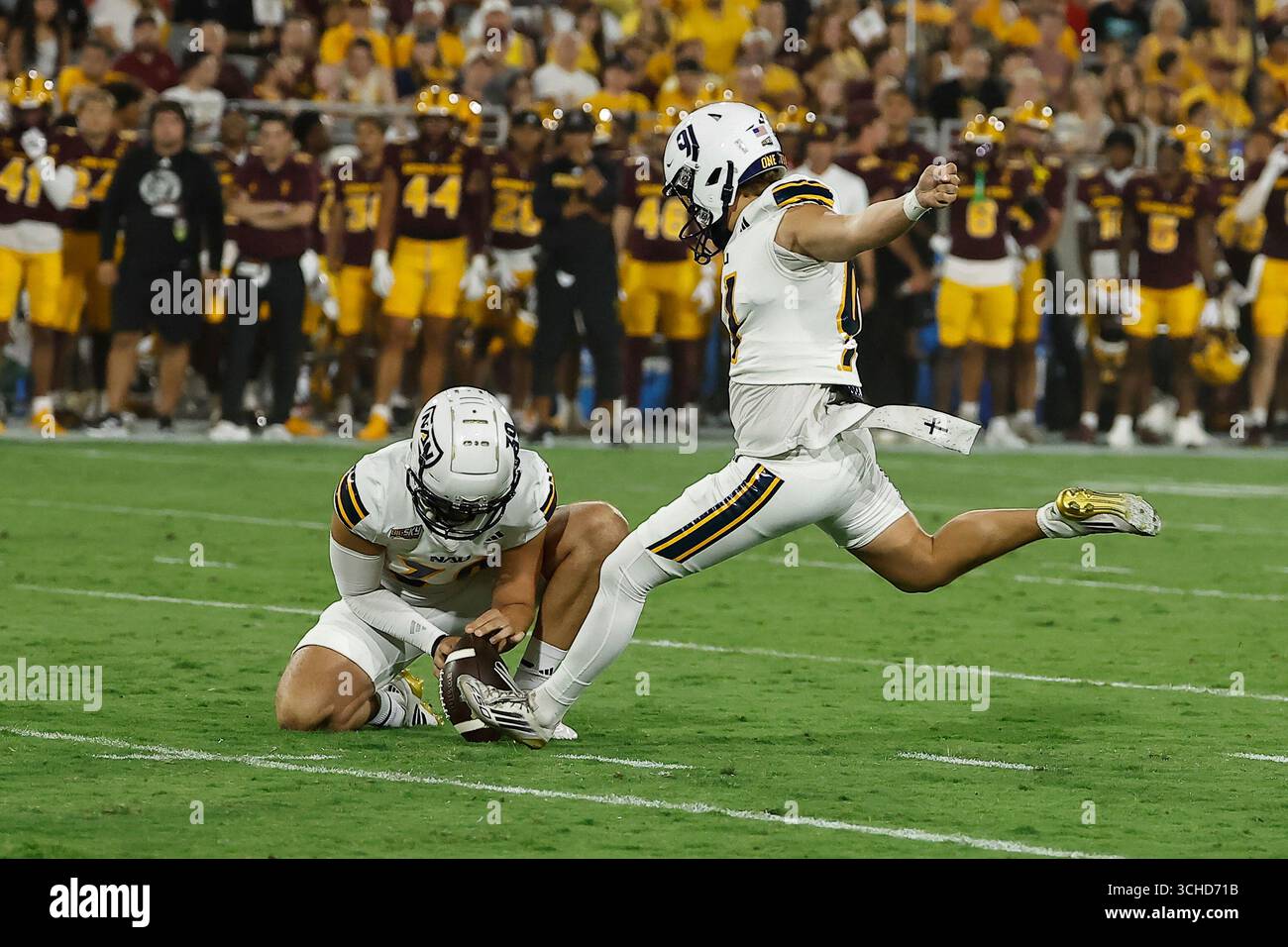 TEMPE, AZ - AUGUST 30: Northern Arizona Lumberjacks place kicker Samuel ...