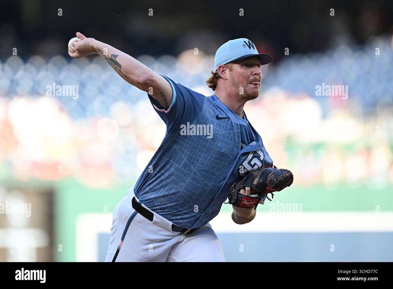 Washington Nationals pitcher Mason Thompson throws during the eighth ...