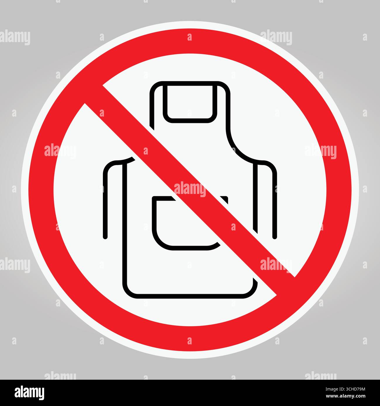A clear no apron symbol displayed within a red circle, indicating ...