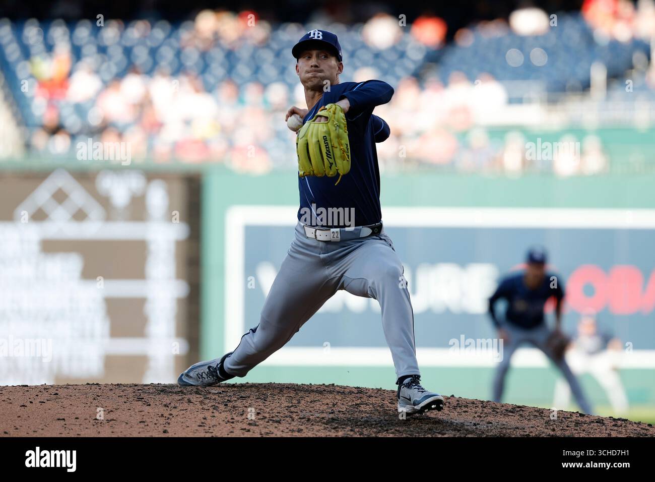 Tampa Bay Rays pitcher Griffin Jax throws during the eighth inning of a ...