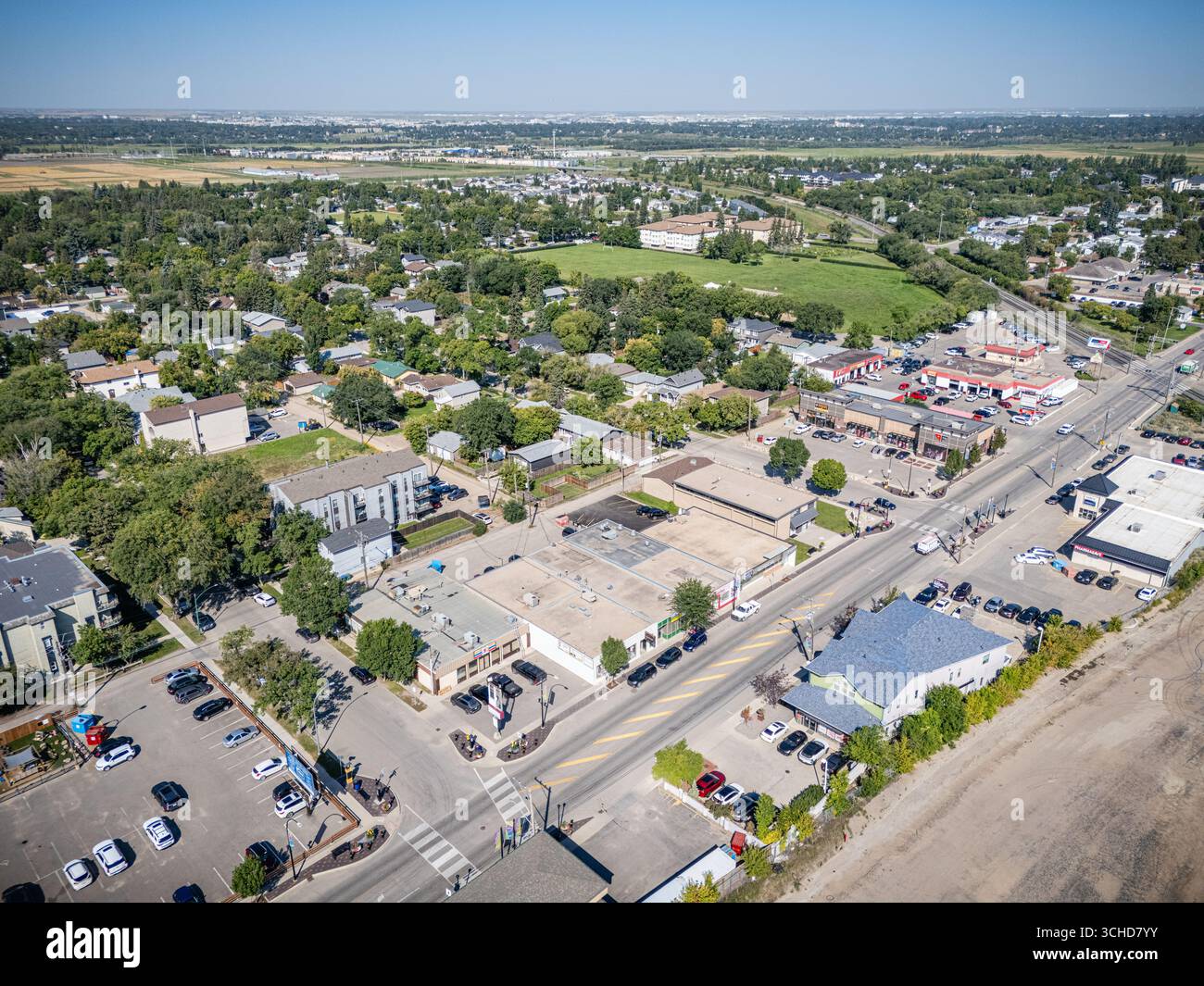 Aerial view of Sutherland in Saskatoon, Saskatchewan, showing ...