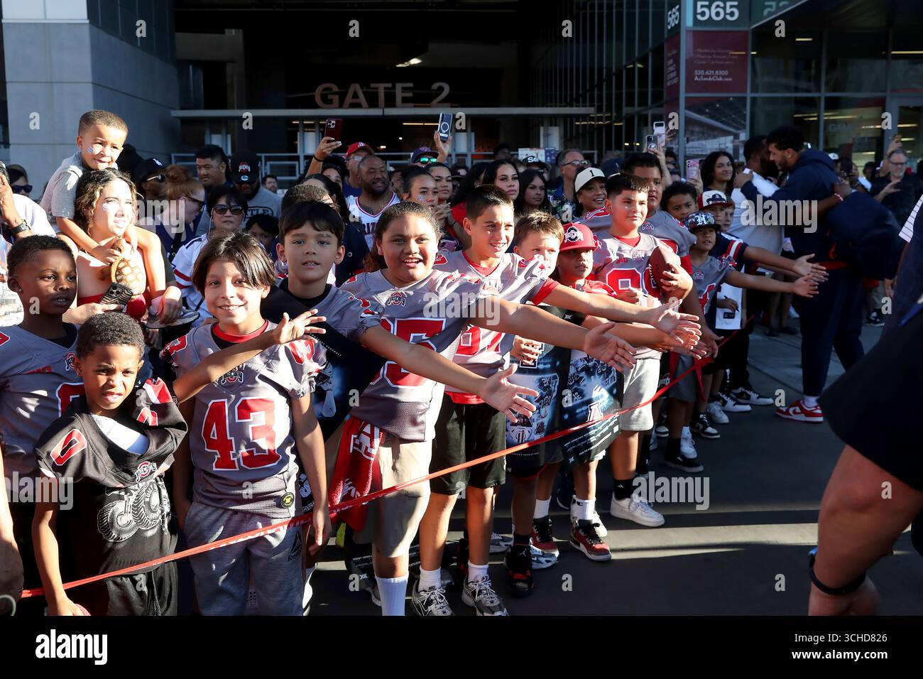 TUCSON, AZ - AUGUST 30: Young Arizona Wildcats fans support the team as ...