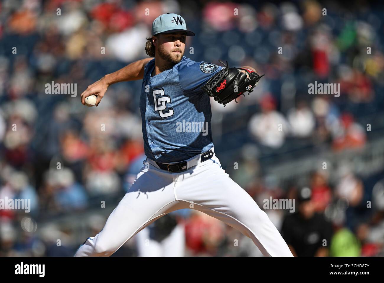 Washington Nationals pitcher Jake Irvin throws during the third inning ...