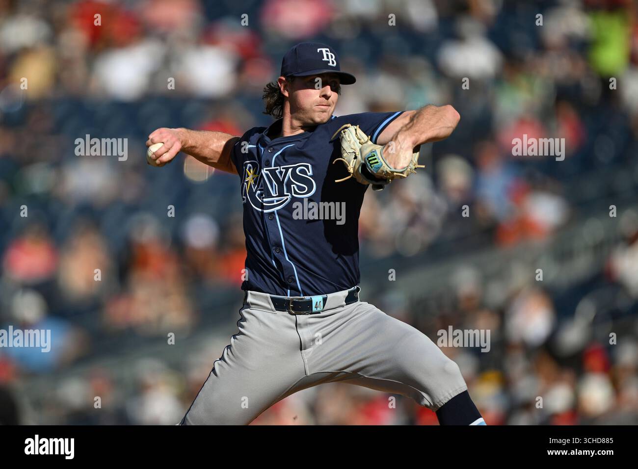 Tampa Bay Rays pitcher Ryan Pepiot throws during the third inning of a ...