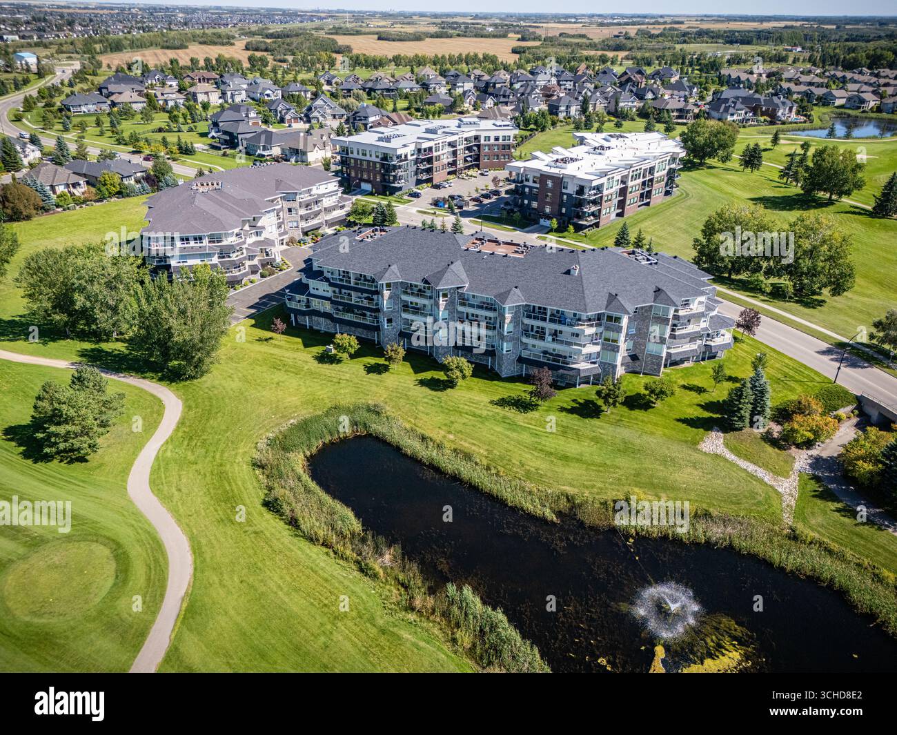 Aerial view of The Willows in Saskatoon, Saskatchewan, featuring golf ...