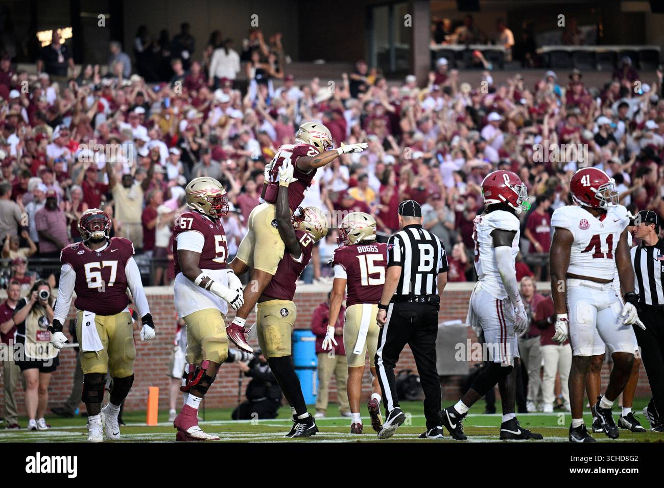 Florida State running back Gavin Sawchuk (27) celebrates his 14-yard ...