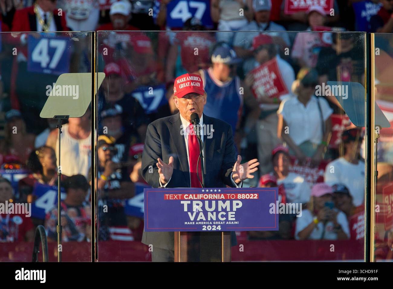 October 12, 2024, Coachella, California, USA: Donald Trump speaking at ...