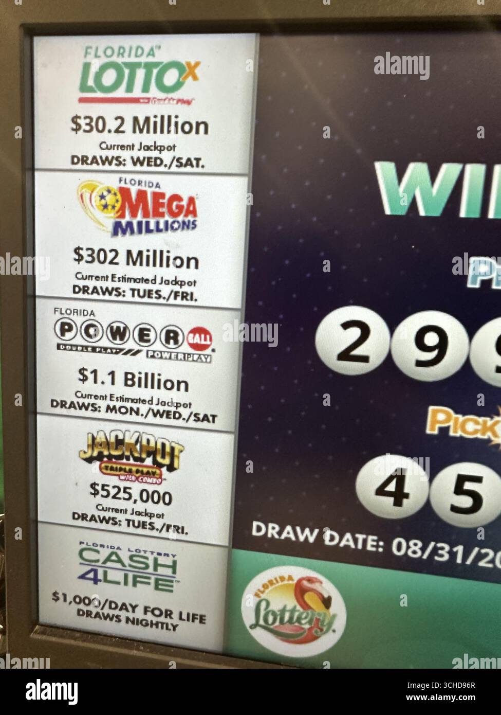 WEST PALM BEACH, FLORIDA - SEPTEMBER 01: Powerball jackpot reaches $1.1 ...