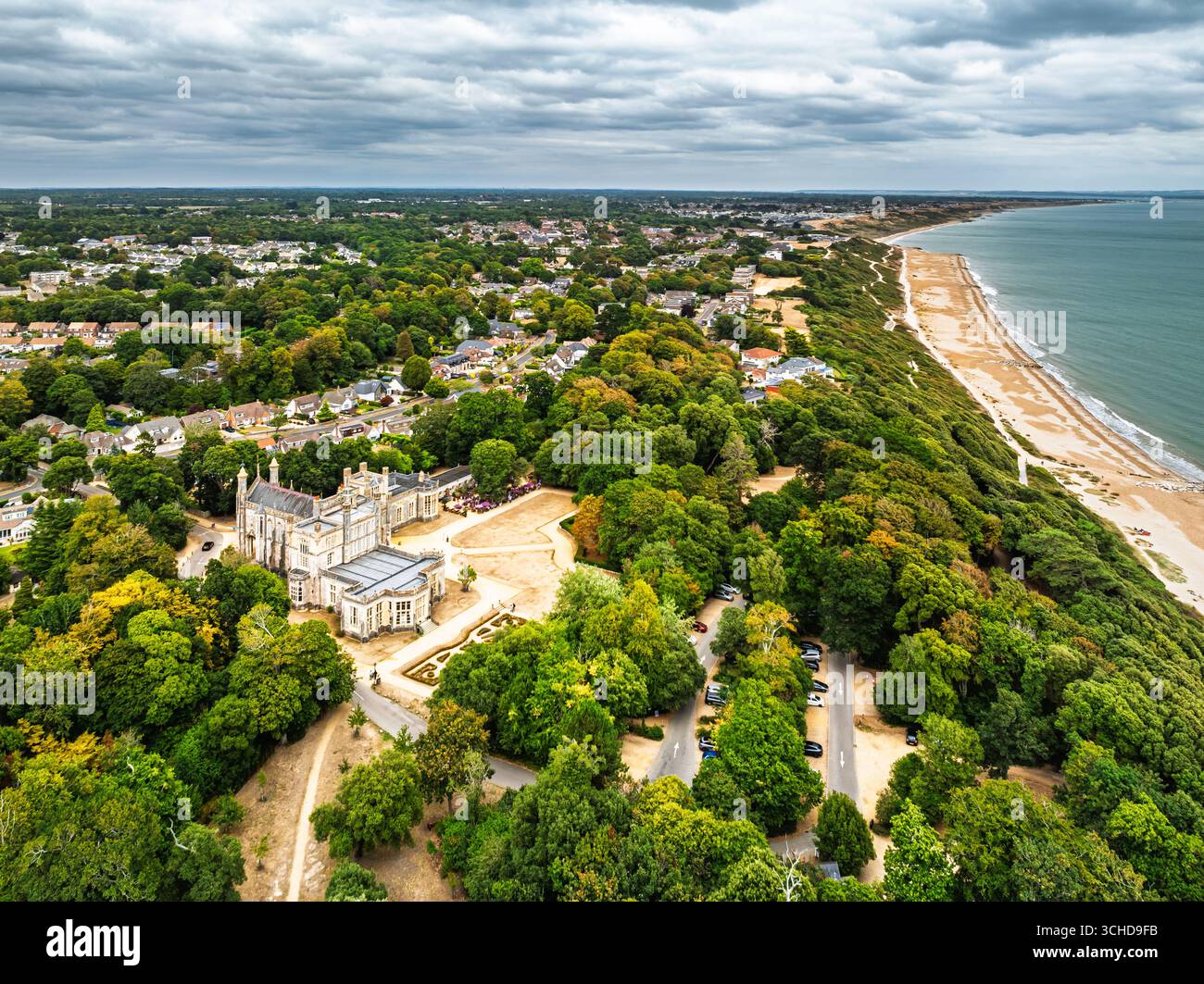 Highcliffe Castle from drone, Highcliffe, Dorset, England Stock Photo ...