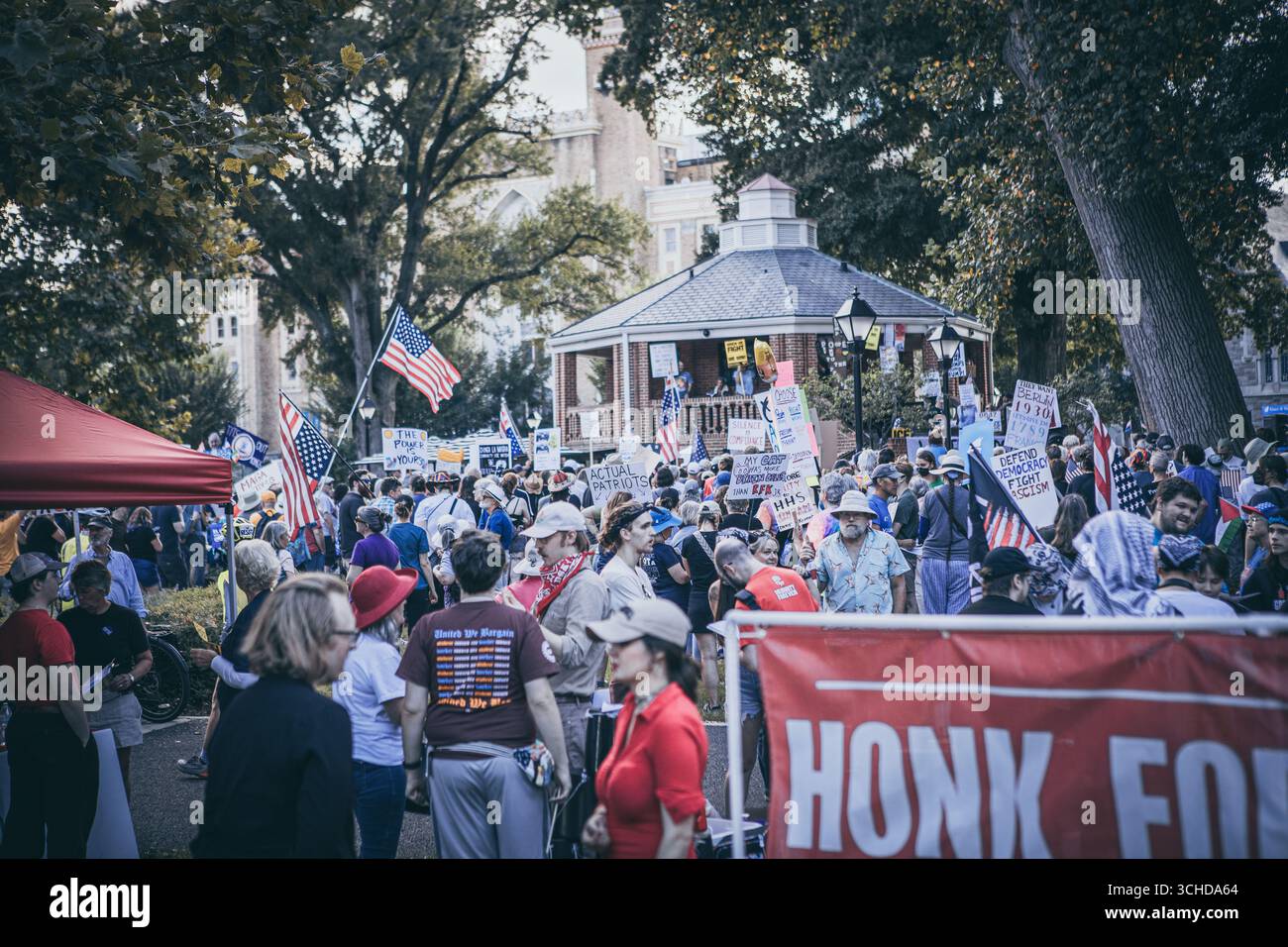 Richmond VA, USA, 1st Sep 2025, Labor Day protesters voicing their ...