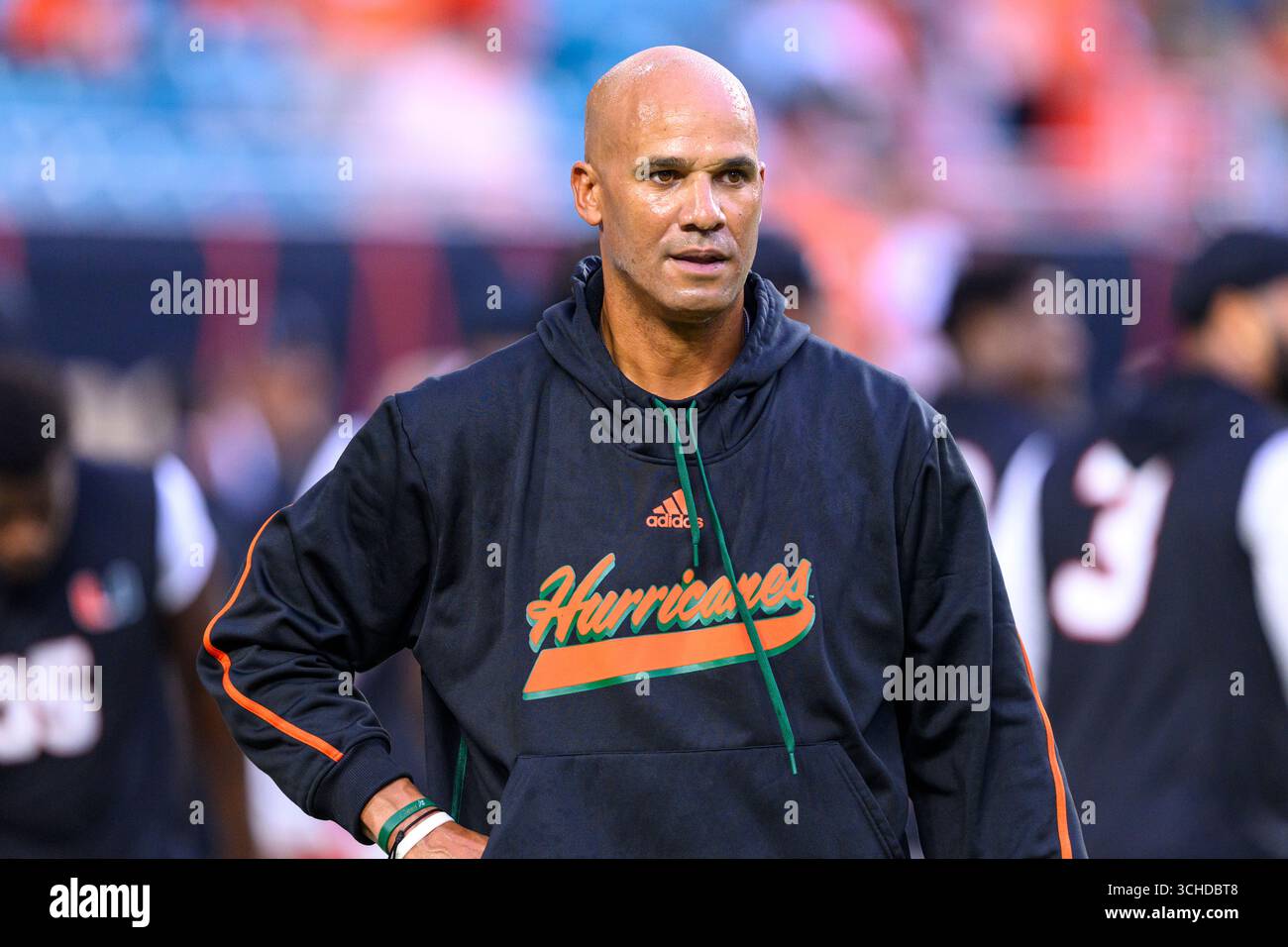 MIAMI GARDENS, FL - AUGUST 31: Miami Hurricanes defensive line coach ...