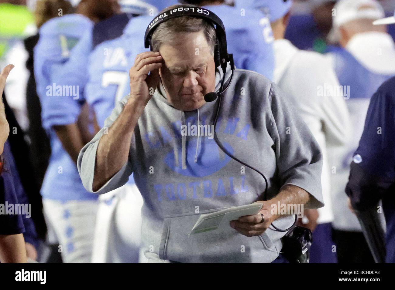 North Carolina head coach Bill Belichick paces the sideline during the first half of an NCAA ...