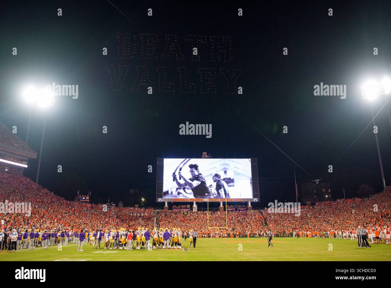 Drones light up the sky at the start of the fourth quarter during an ...