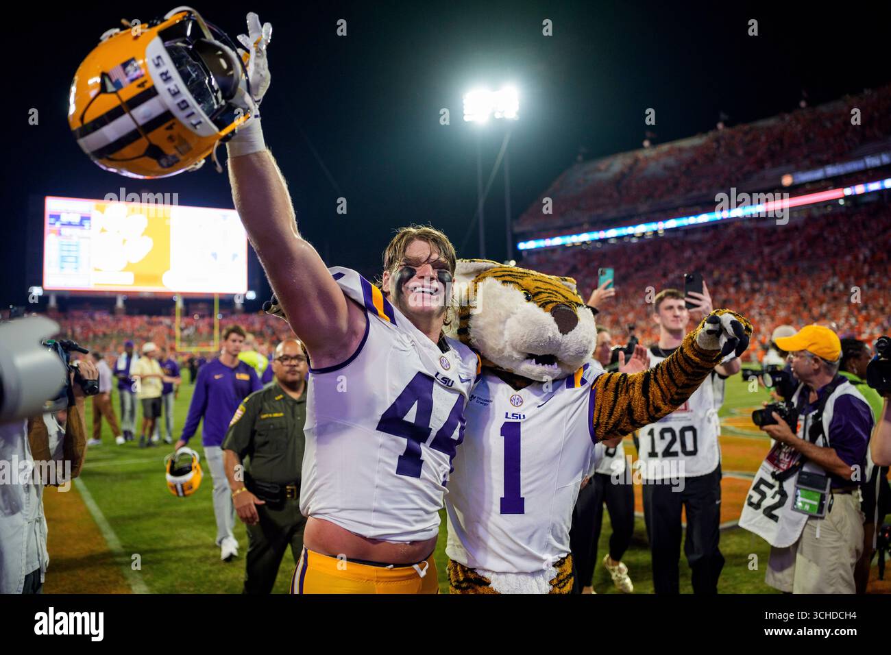 LSU defensive end Jack Pyburn (44) reacts after defeating Clemson ...