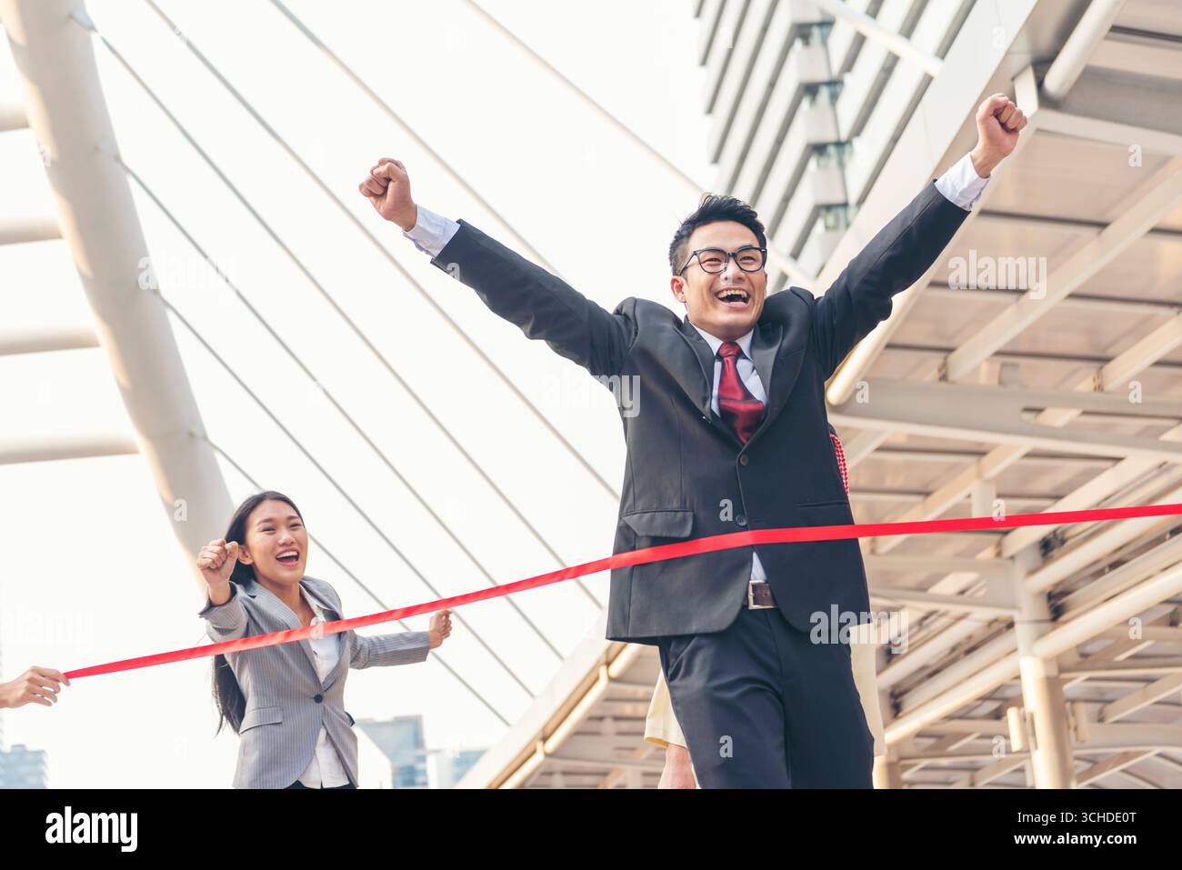 Business competition group of business people in formal suit run to ...