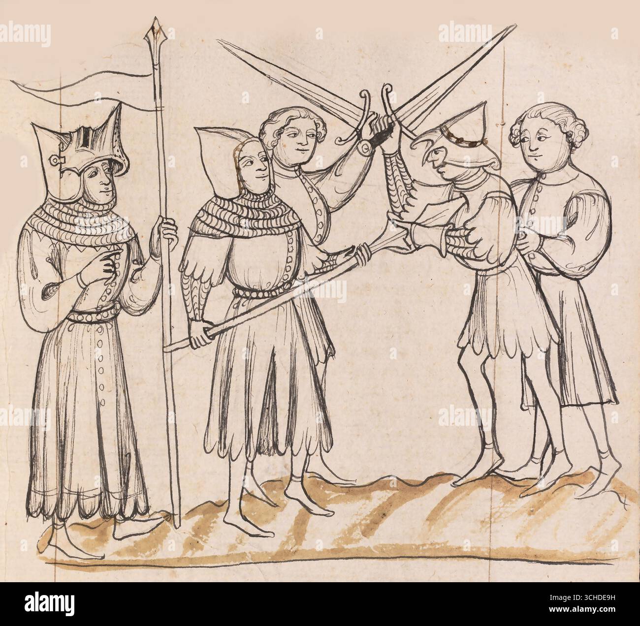 medieval men at war, isolated from a manuscript with comments on Joshua ...