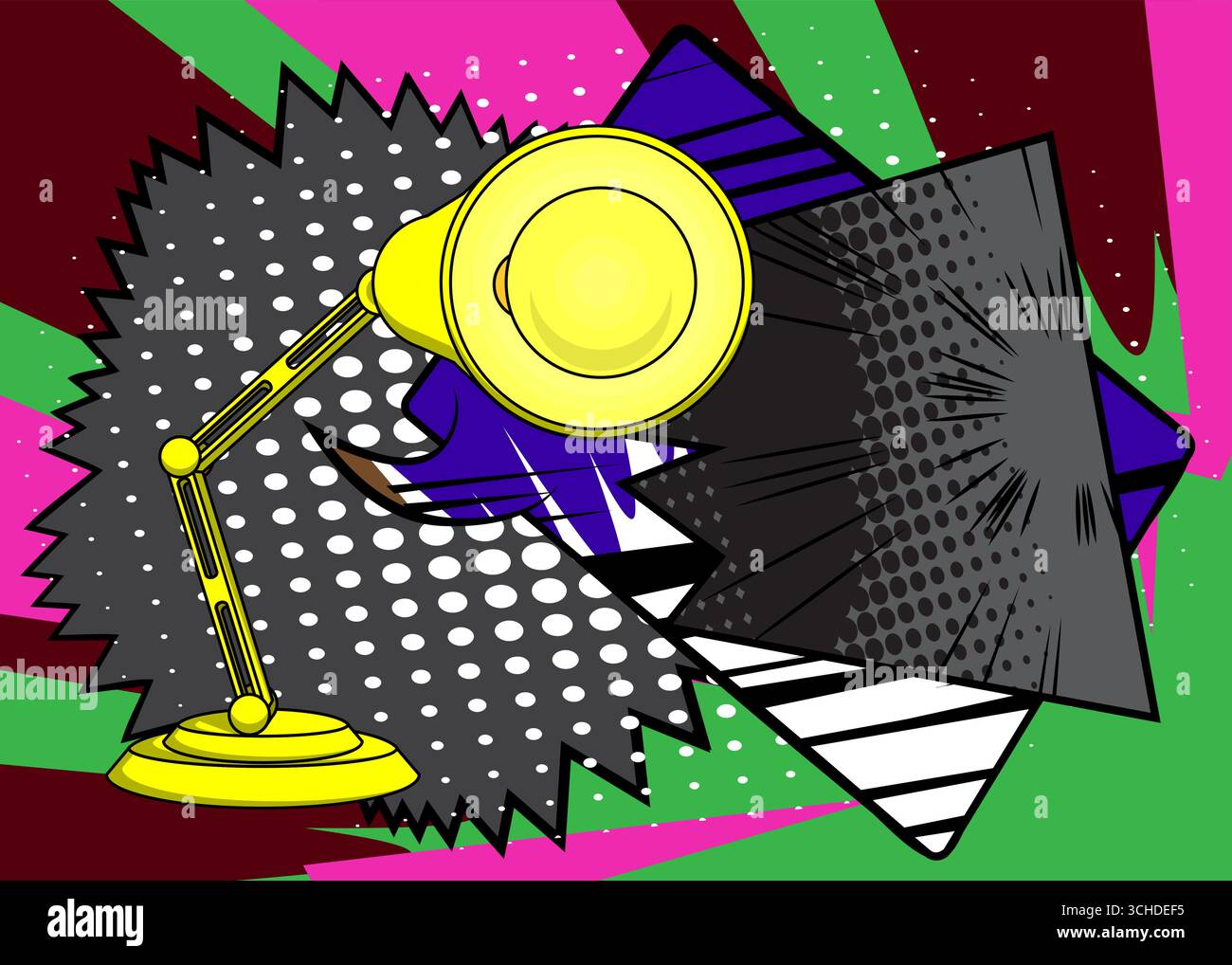 Cartoon Office lamp, comic book equipment. Retro vector comics pop art ...