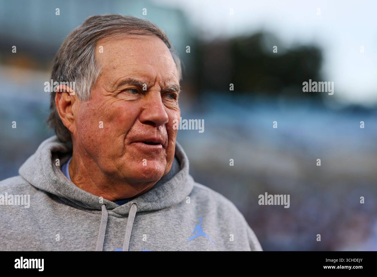 North Carolina head coach Bill Belichick on the field during warm ups ...