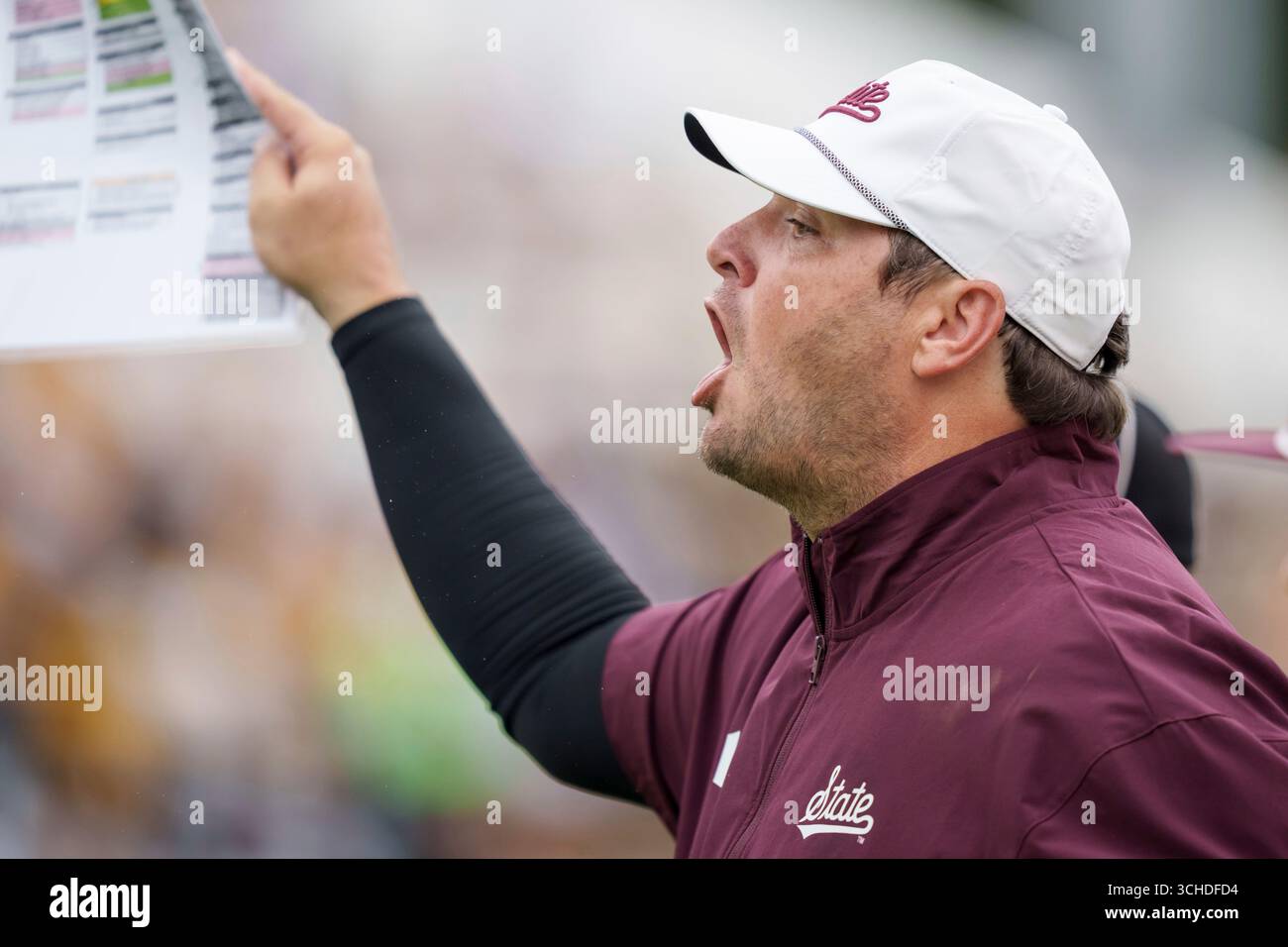 Mississippi State head coach Jeff Lebby calls from the sideline during ...