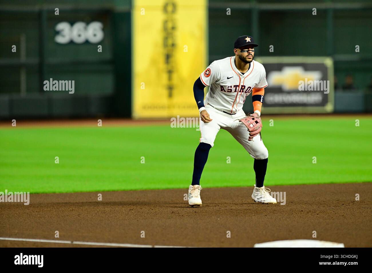 Houston Astros shortstop Carlos Correa (1) prepares for a play in the ...