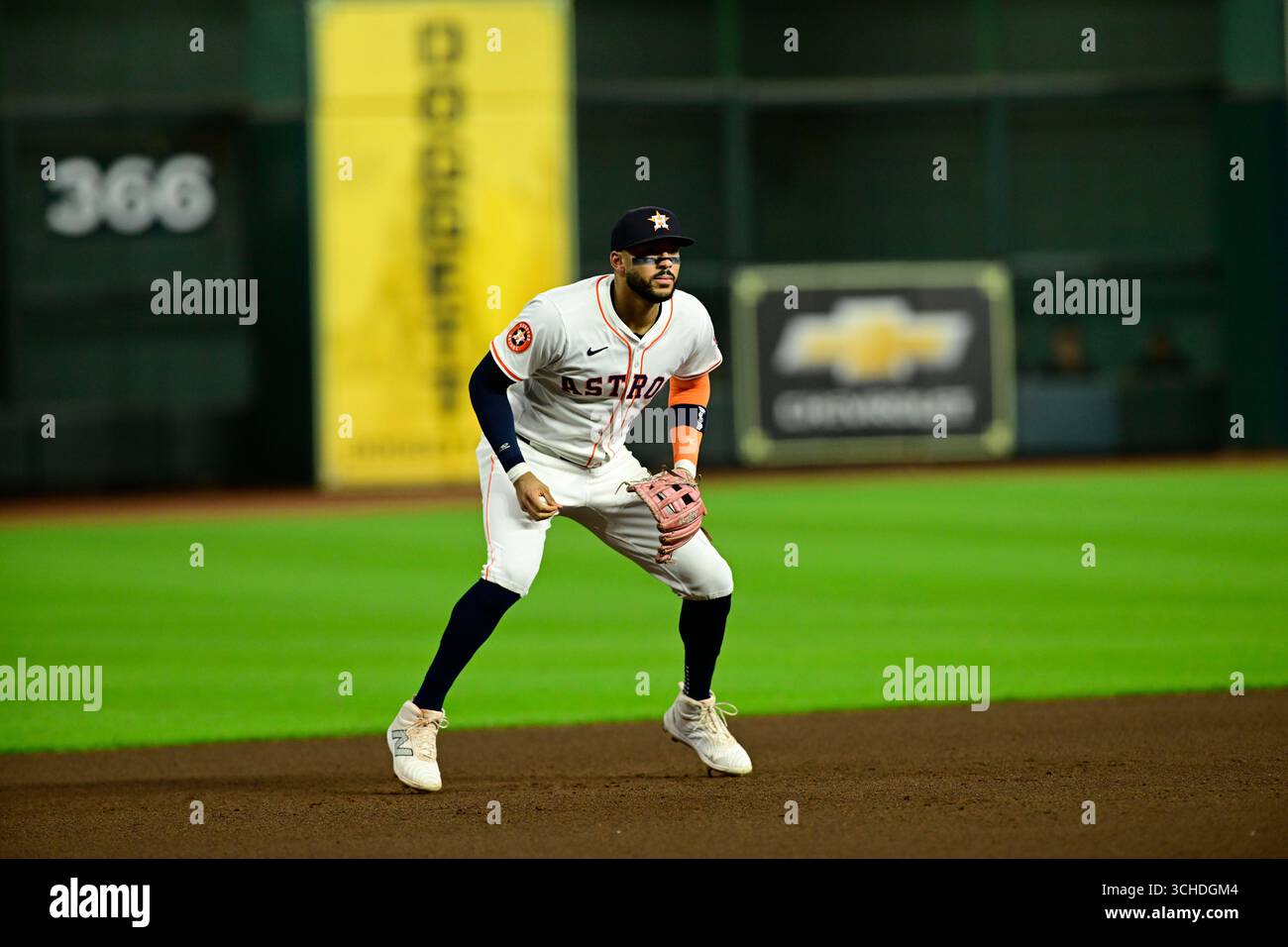 Houston Astros shortstop Carlos Correa (1) prepares for a play in the ...