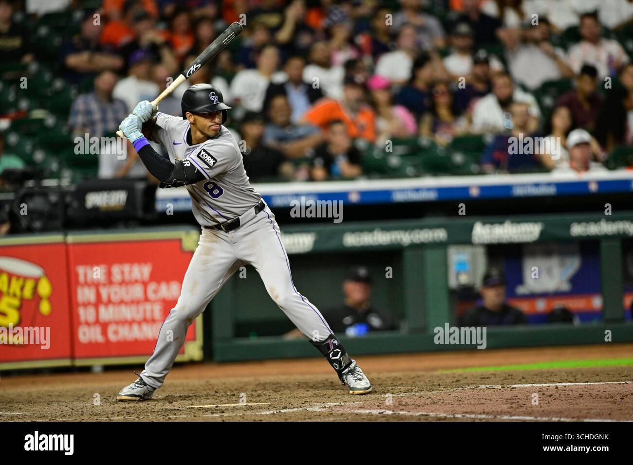 Colorado Rockies shortstop Ryan Ritter (8) prepares to swing in the ...