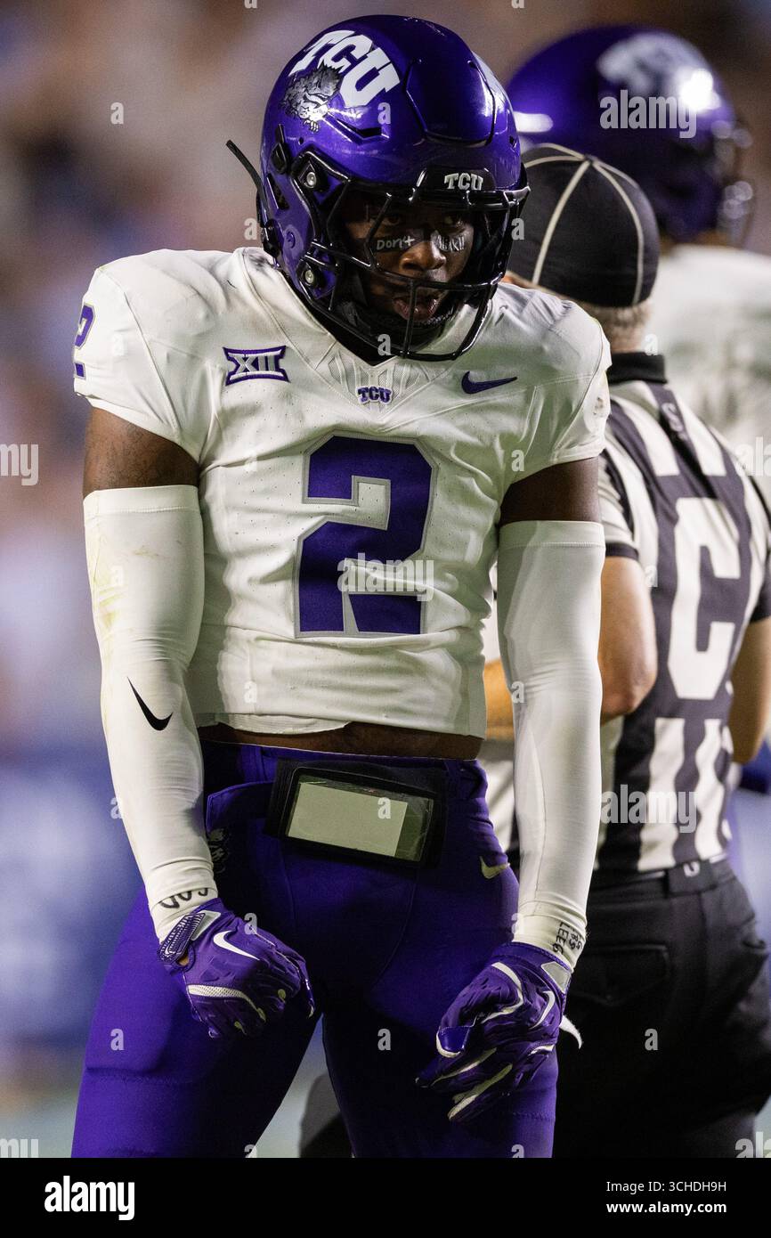 September 1, 2025: TCU Horned Frogs safety Jamel Johnson (2) celebrates ...