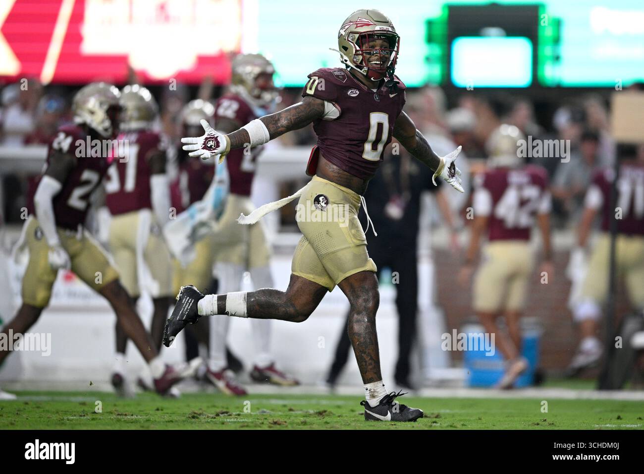 Florida State defensive back Earl Little Jr. (0) celebrates after a ...