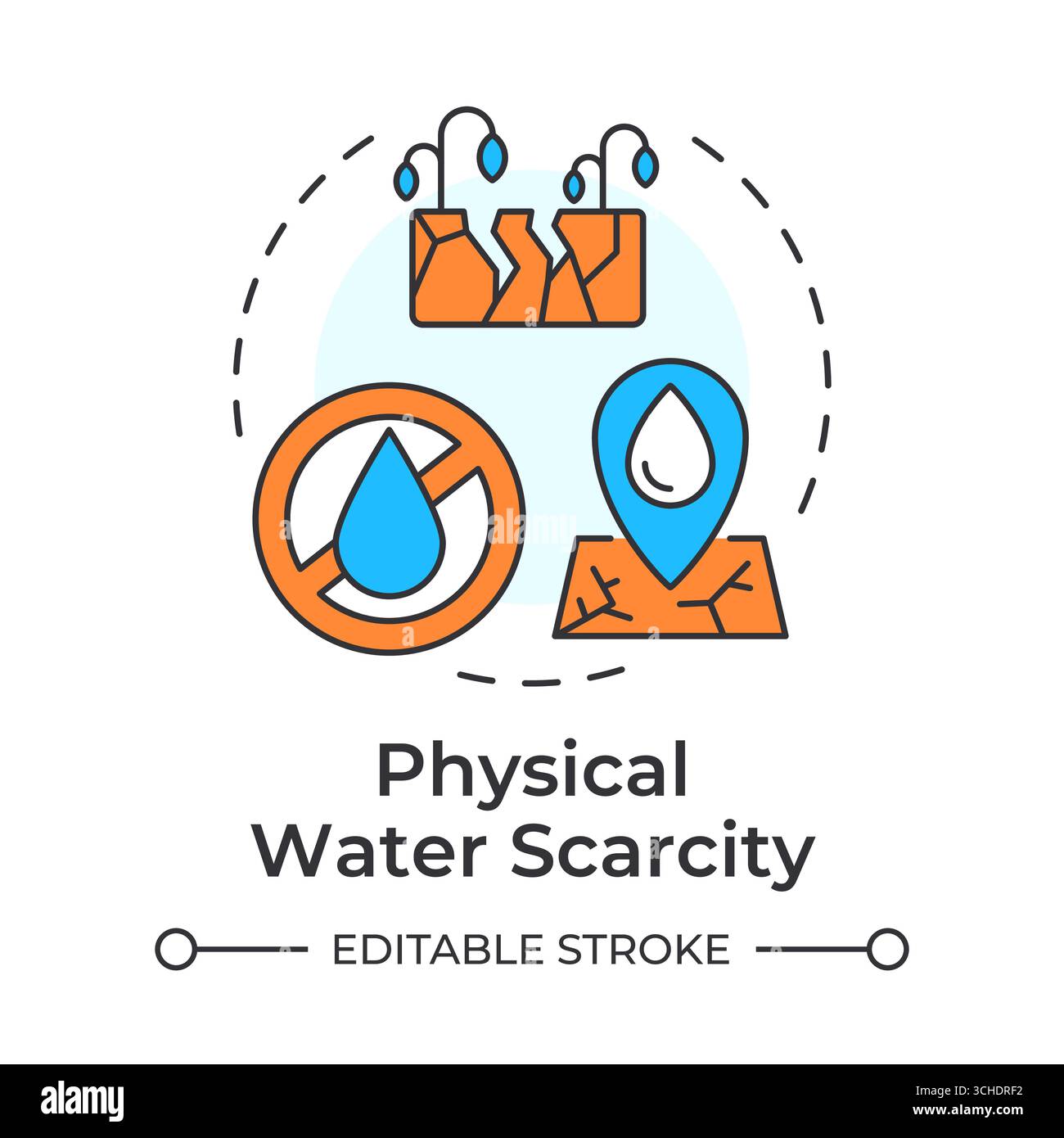 Physical water scarcity multi color concept icon Stock Vector Image ...