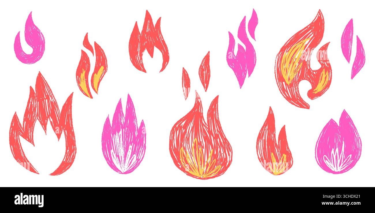 Hand drawn fire and flame elements with graffiti texture for street art ...