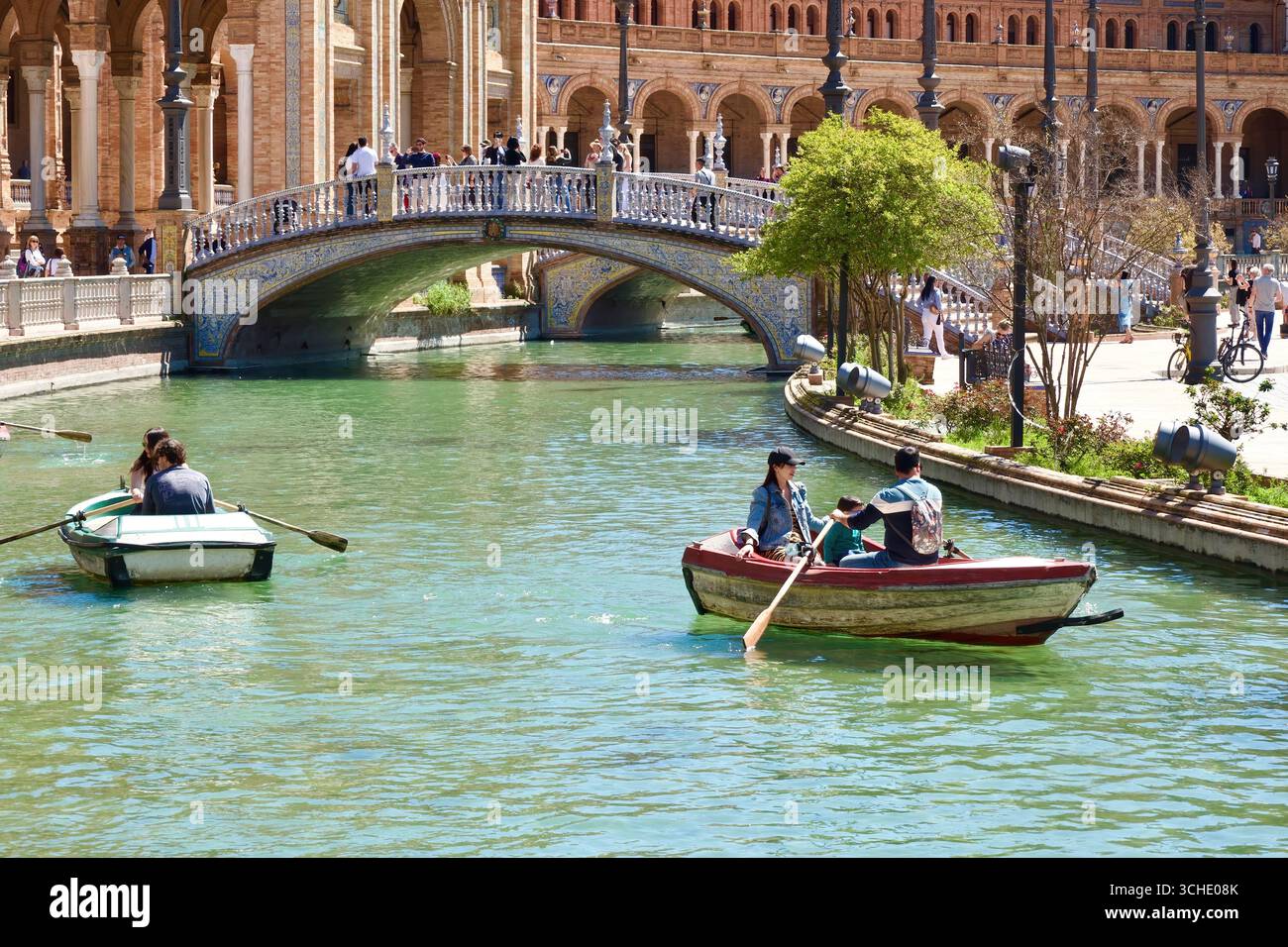 Row boats in the canal Plaza de Espana designed by Aníbal González for ...