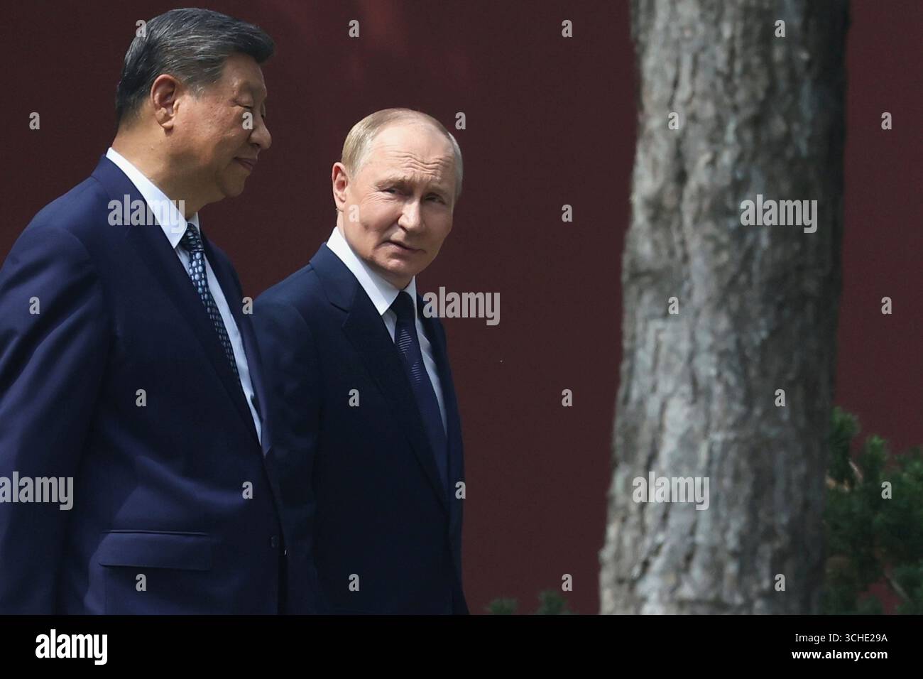 Russian President Vladimir Putin, right, speaks with Chinese President ...