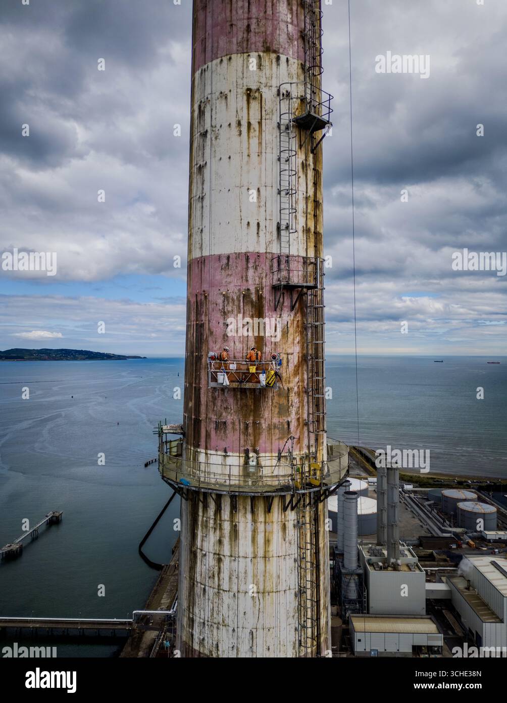 Aerial view of the Poolbeg Chimneys, a striking industrial landmark ...