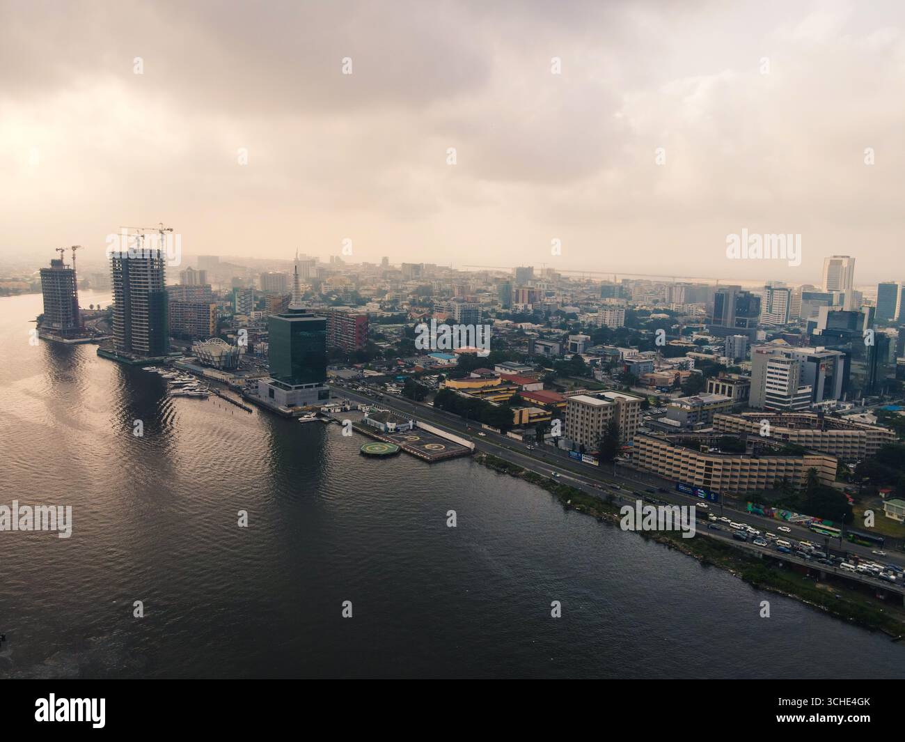 Aerial view of the striking contrast between the dark waters and the ...