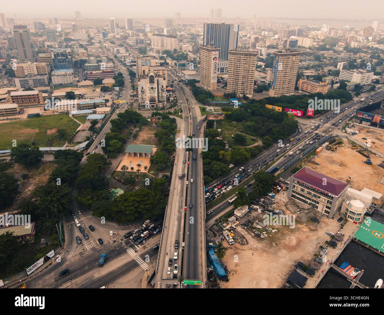 Aerial view of the bustling Ozumba Mbadiwe Avenue, where the vibrant ...