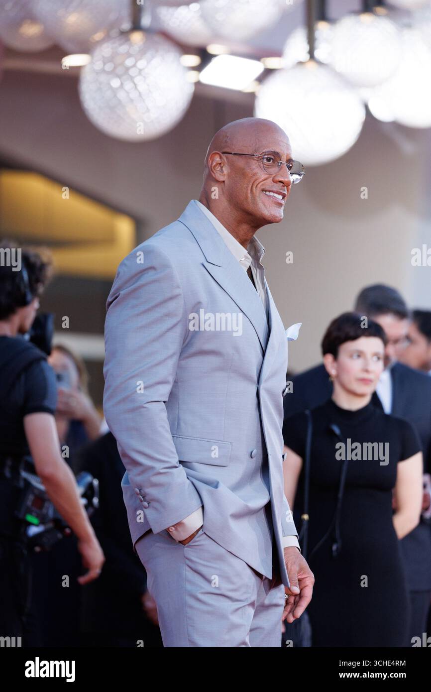 Dwayne Johnson attends "The Smashing Machine" red carpet during the ...