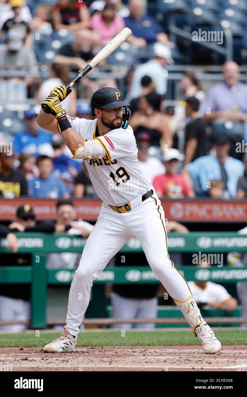 PITTSBURGH, PA - AUGUST 20: Jared Triolo #19 of the Pittsburgh Pirates ...