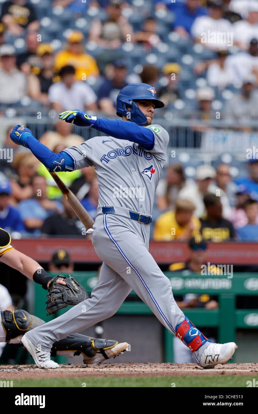 PITTSBURGH, PA - AUGUST 20: Andrés Giménez #0 of the Toronto Blue Jays ...