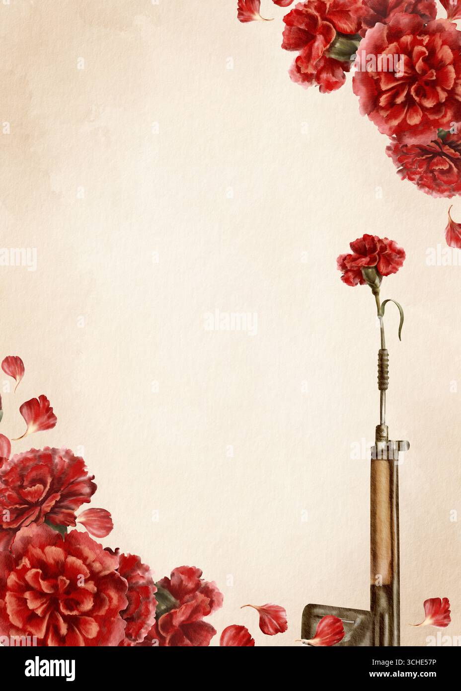 Template for poster of Portuguese revolution of carnations,symbols red ...