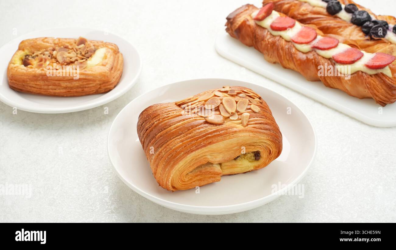 Assorted freshly baked pastries, top view Stock Photo - Alamy
