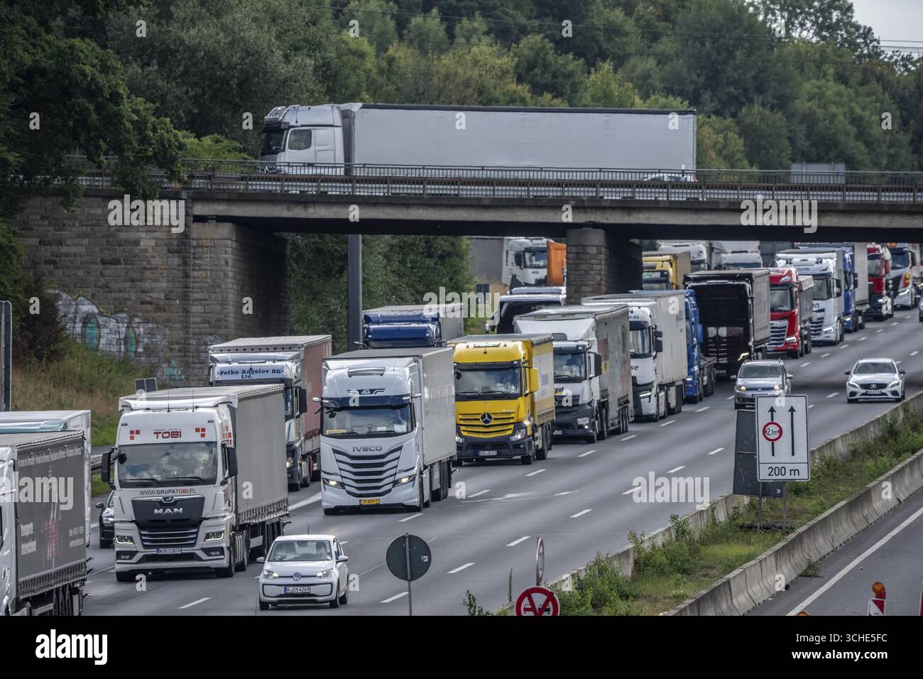 Traffic jam on the A1 motorway, between the Dortmund-Unna junction, A1 ...
