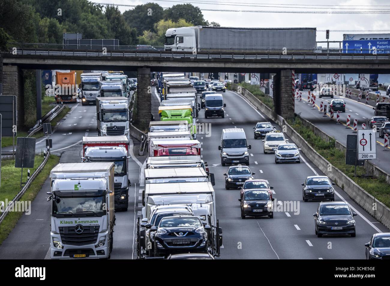 Traffic jam on the A1 motorway, between the Dortmund-Unna junction, A1 ...