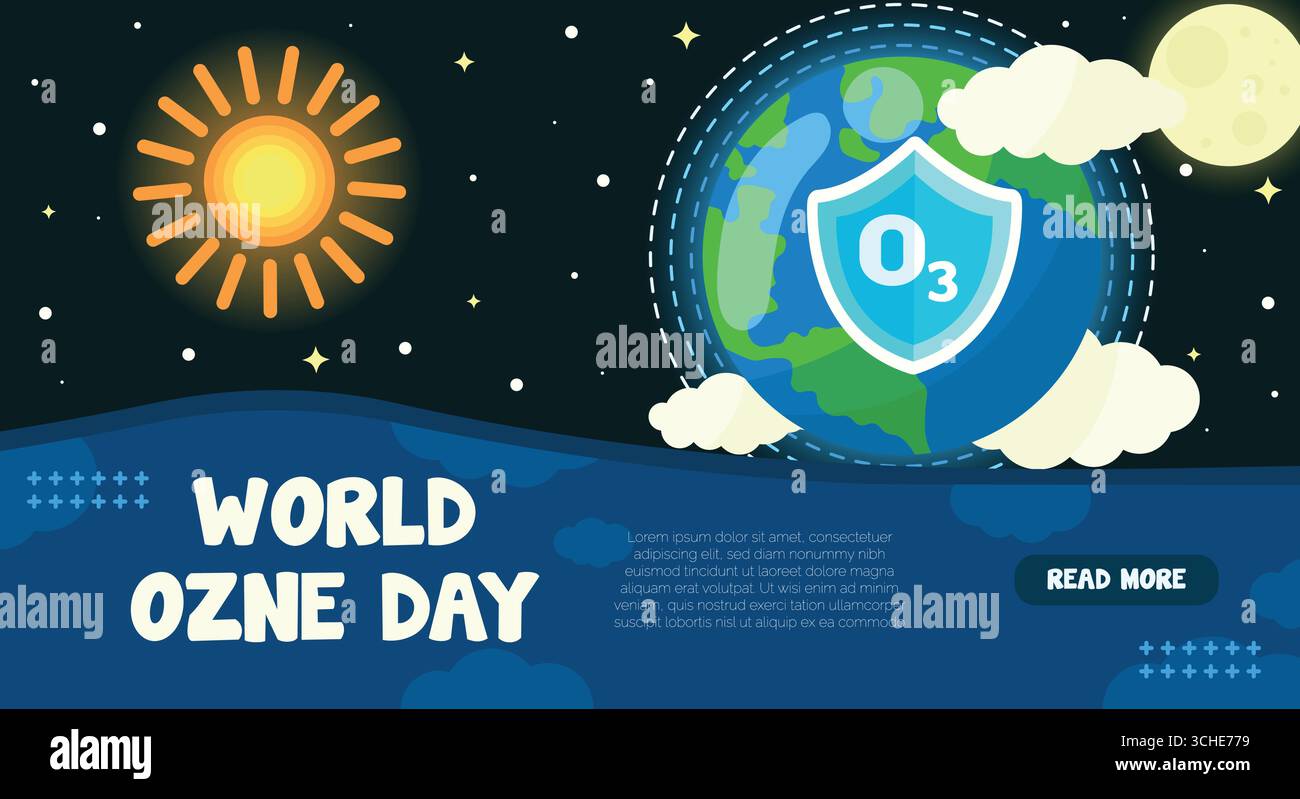 World Ozone Day representation with Earth and ozone shield symbols ...