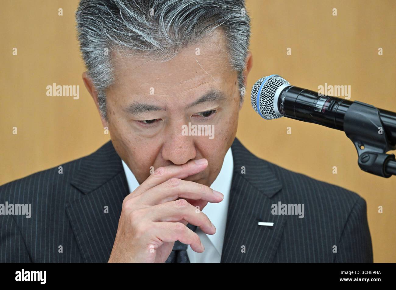 Suntory Holdings President Nobuhiro Torii holds an emergency press ...