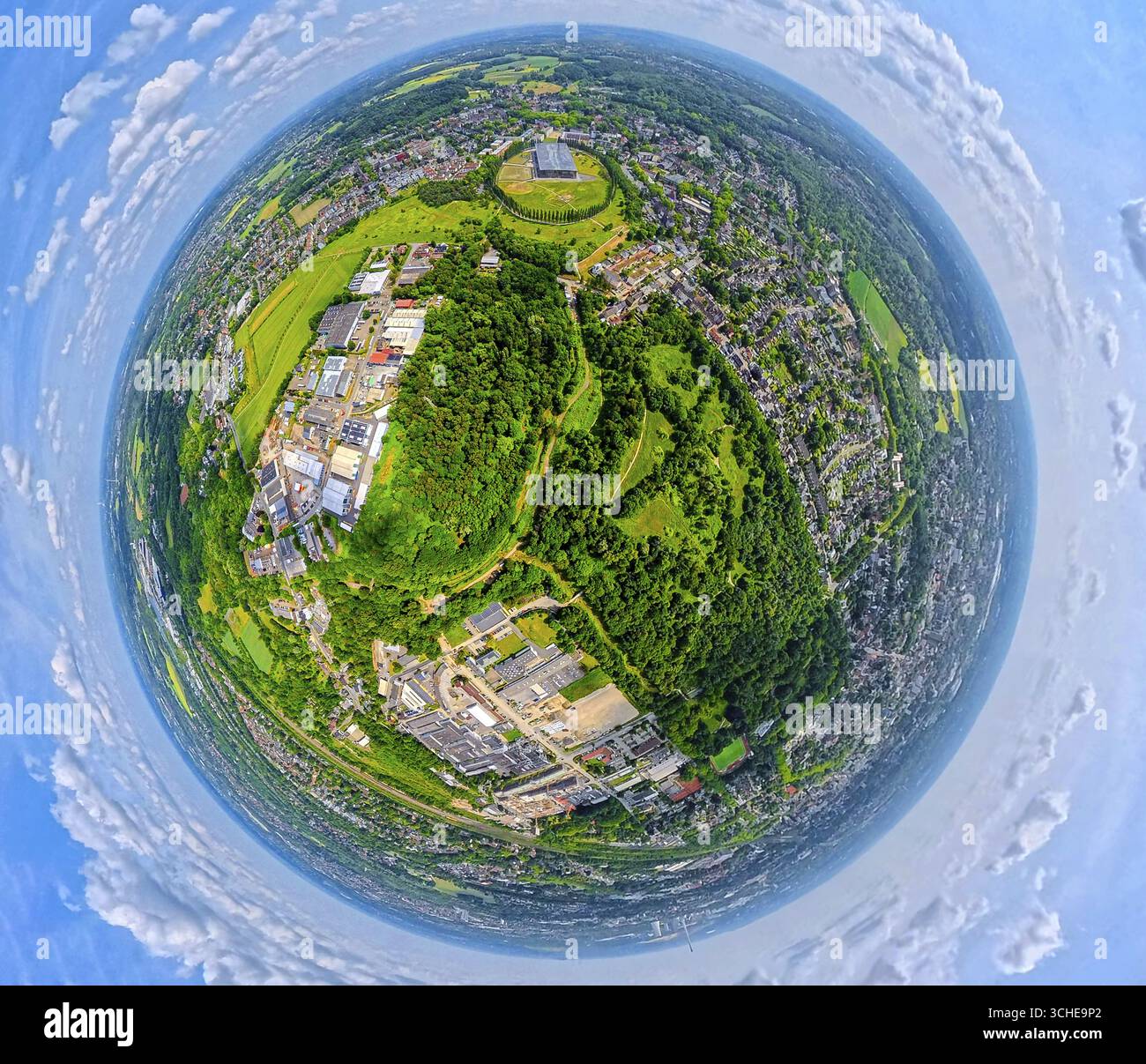 City forest Im Uhlenbruch, residential area Sodingen with academy Mont ...