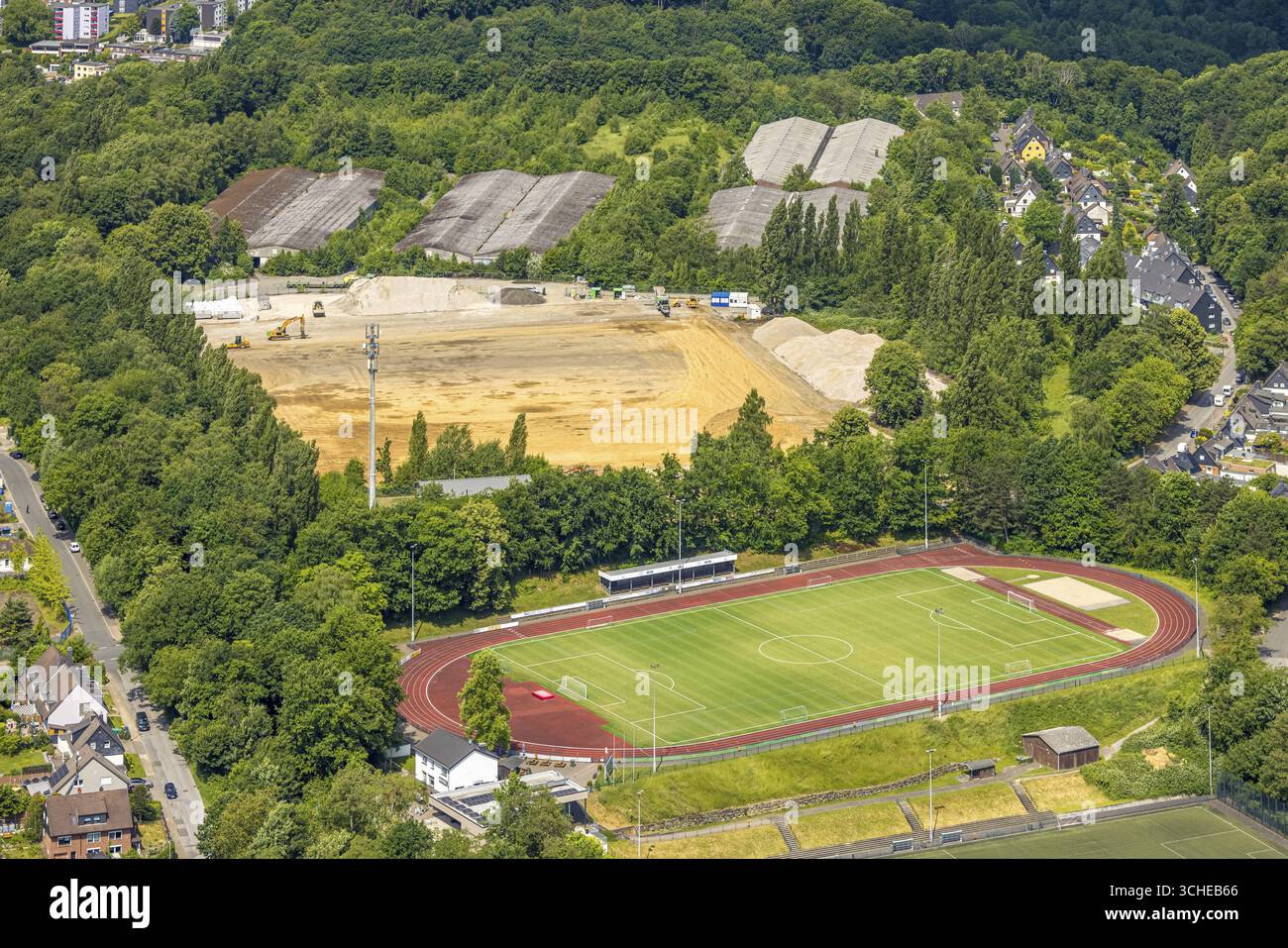 Aerial view, fallow land after demolition THW Areal Logistikzentrum ...