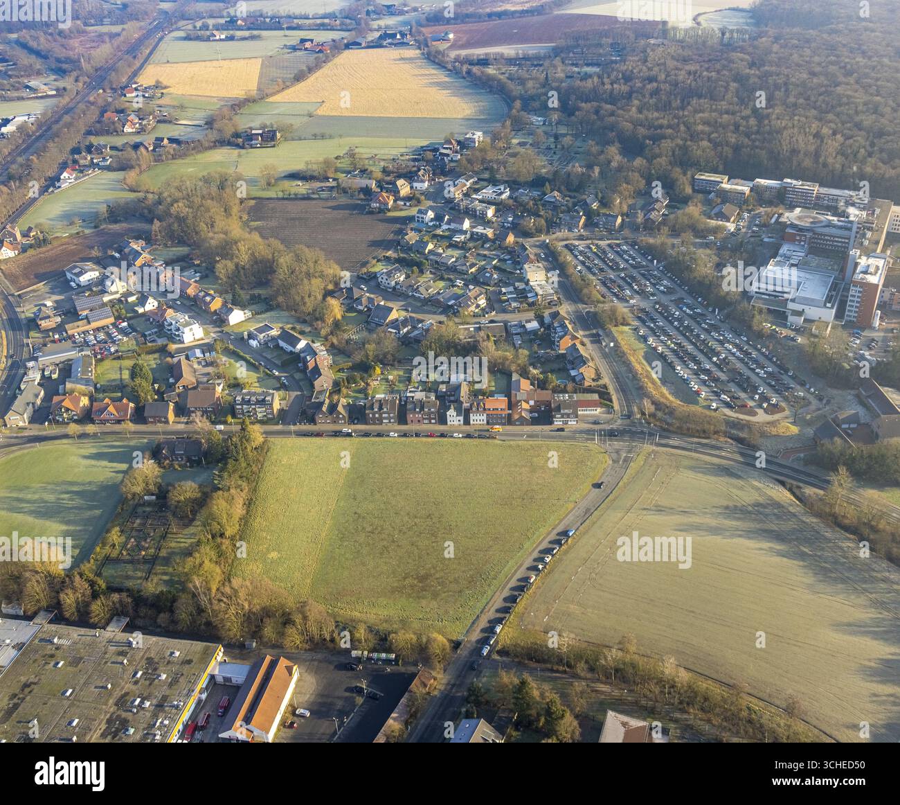 Aerial view, planned potential building areas between Vogelstrasse ...