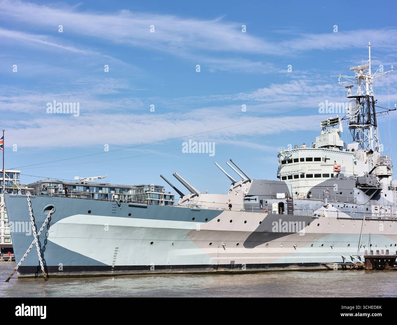 HMS Belfast, a cruiser warship, now a museum, London, England Stock ...