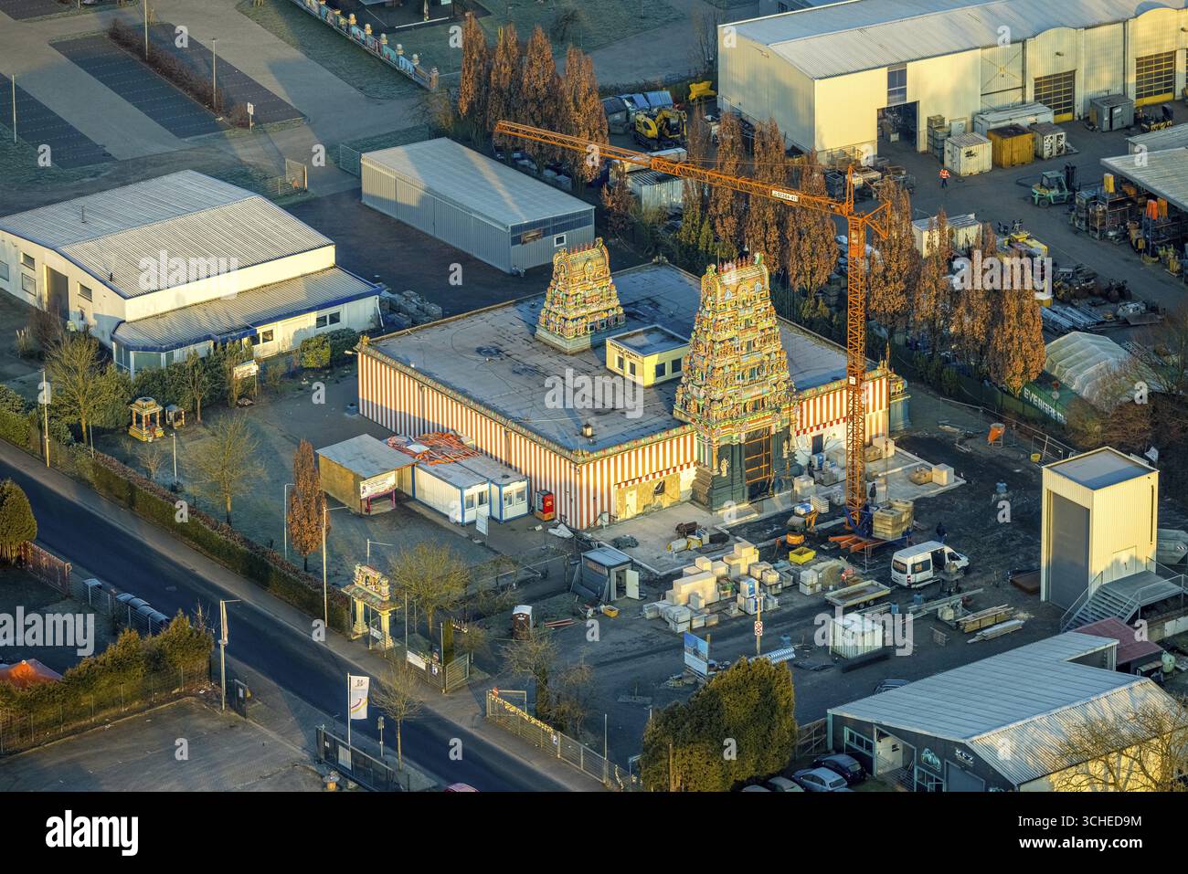 Aerial view, Hindu temple complex, Hindu community in Germany, K.d.oe.R ...