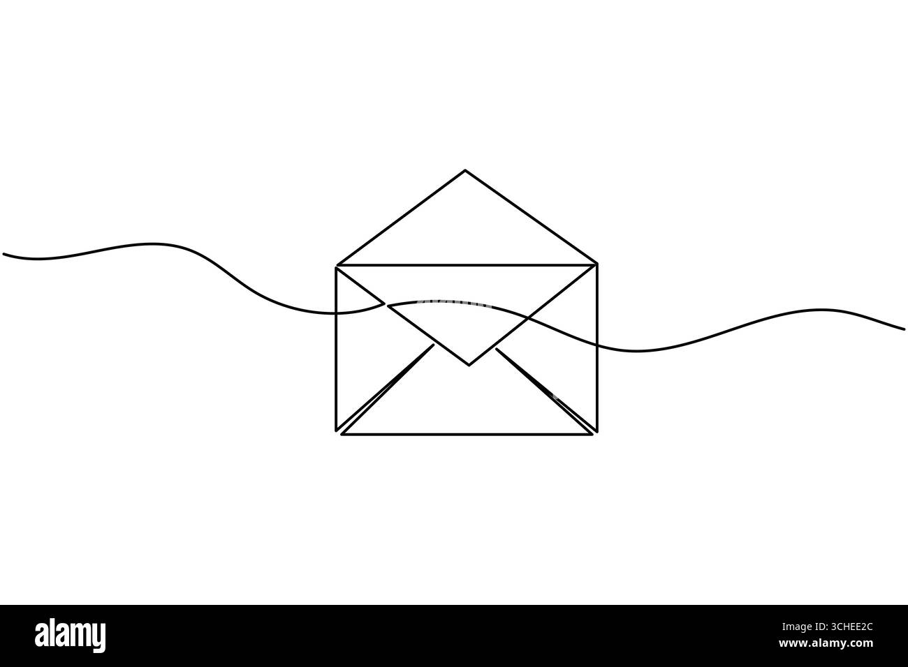 One line drawing envelope icon isolated outline simple minimal vector ...